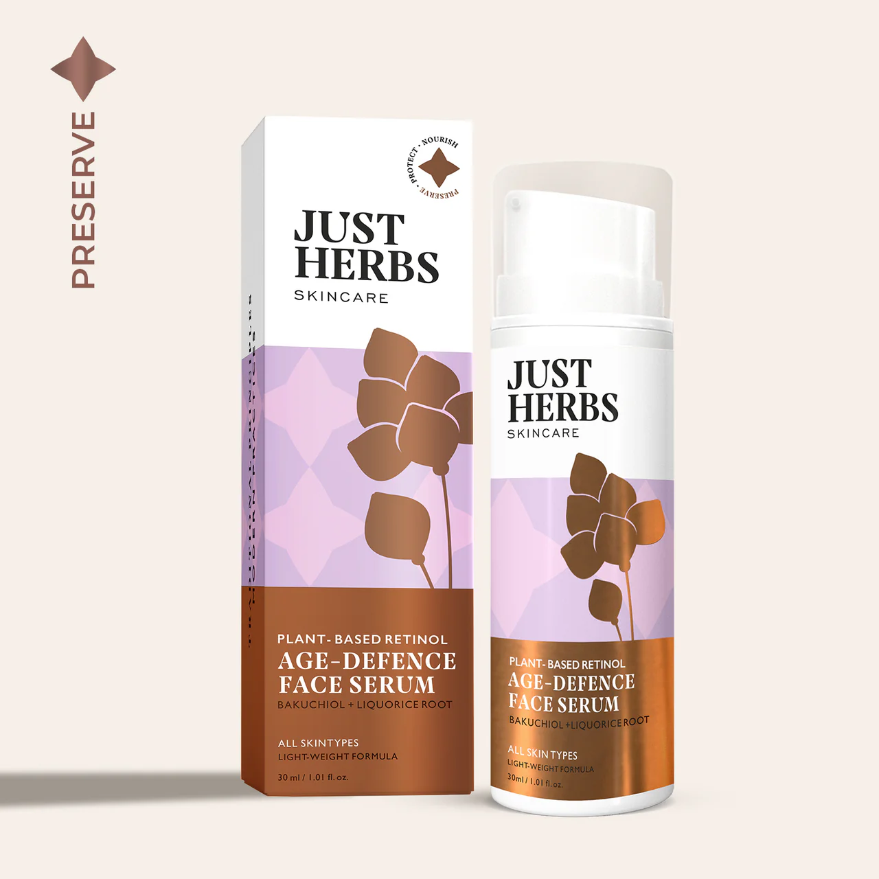 Just Herbs Age-defence Serum Plant-based Retinol-30ml - Beautiful Store